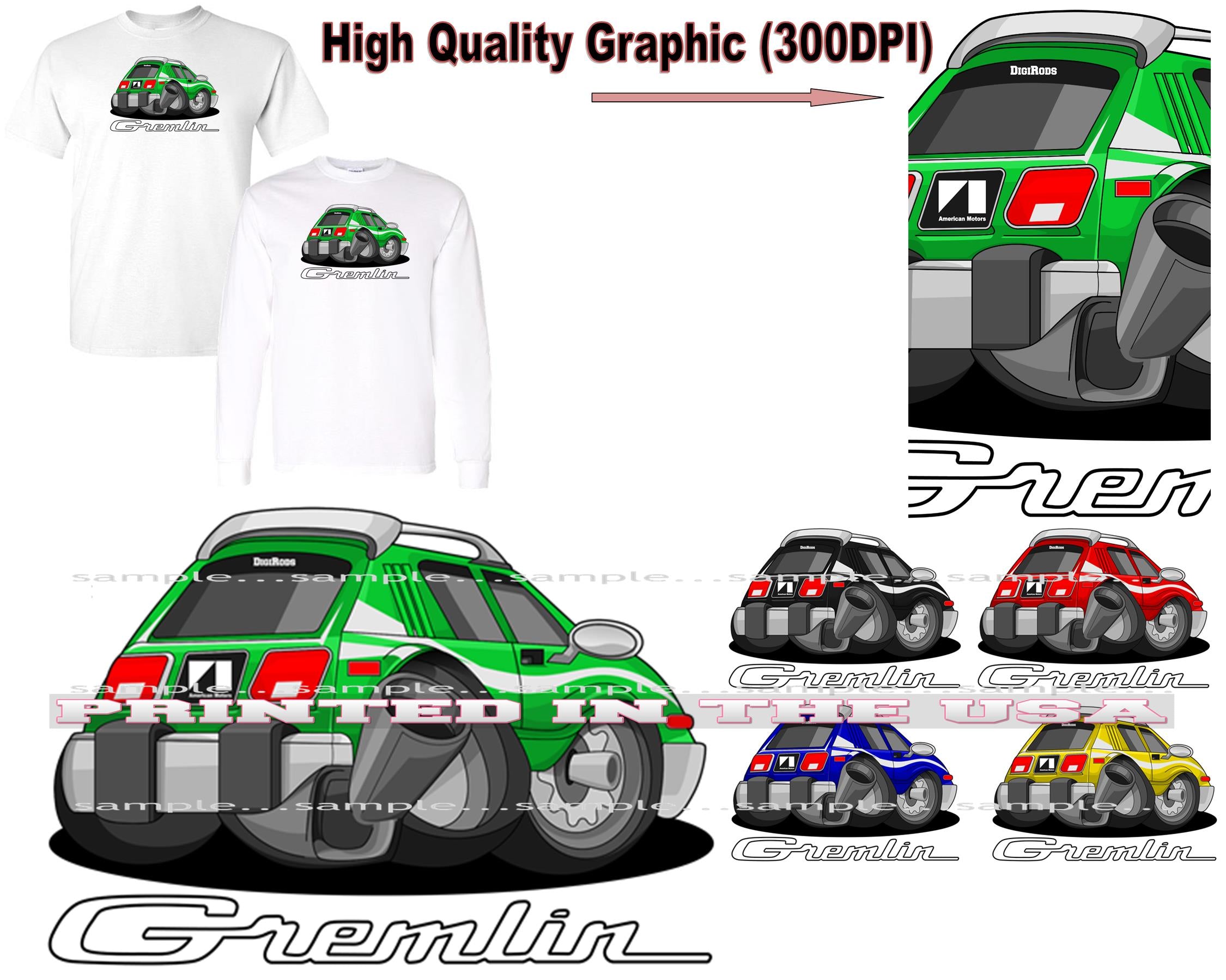 (AMC) AMC American Motors Gremlin Vintage Model DigiRods Cartoon Car S ...